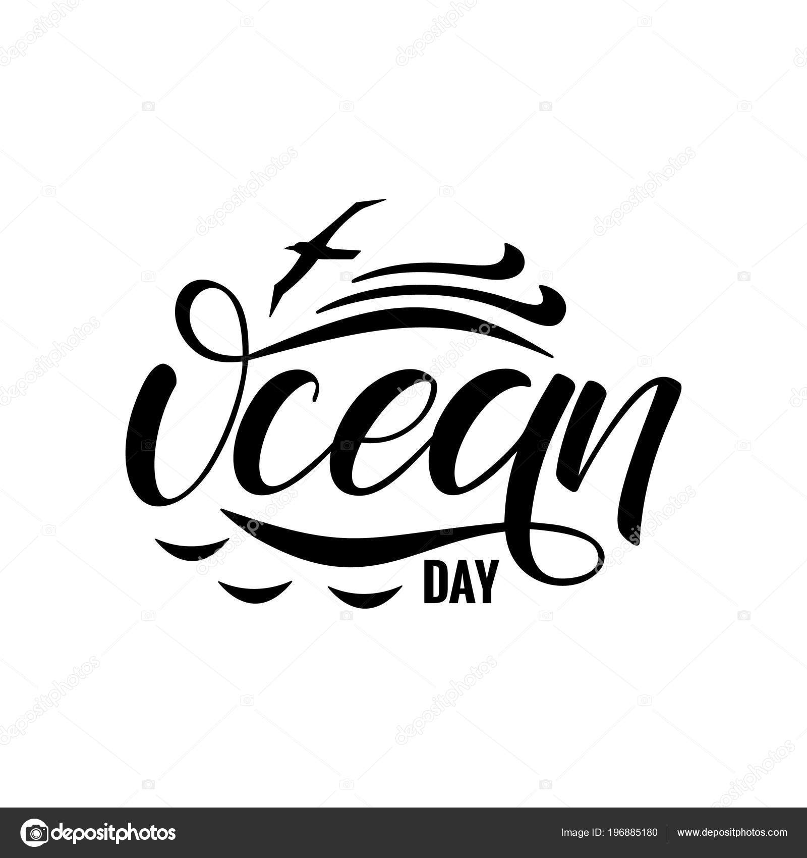 Hand drawn World Oceans Day lettering Stock Vector Image by ...