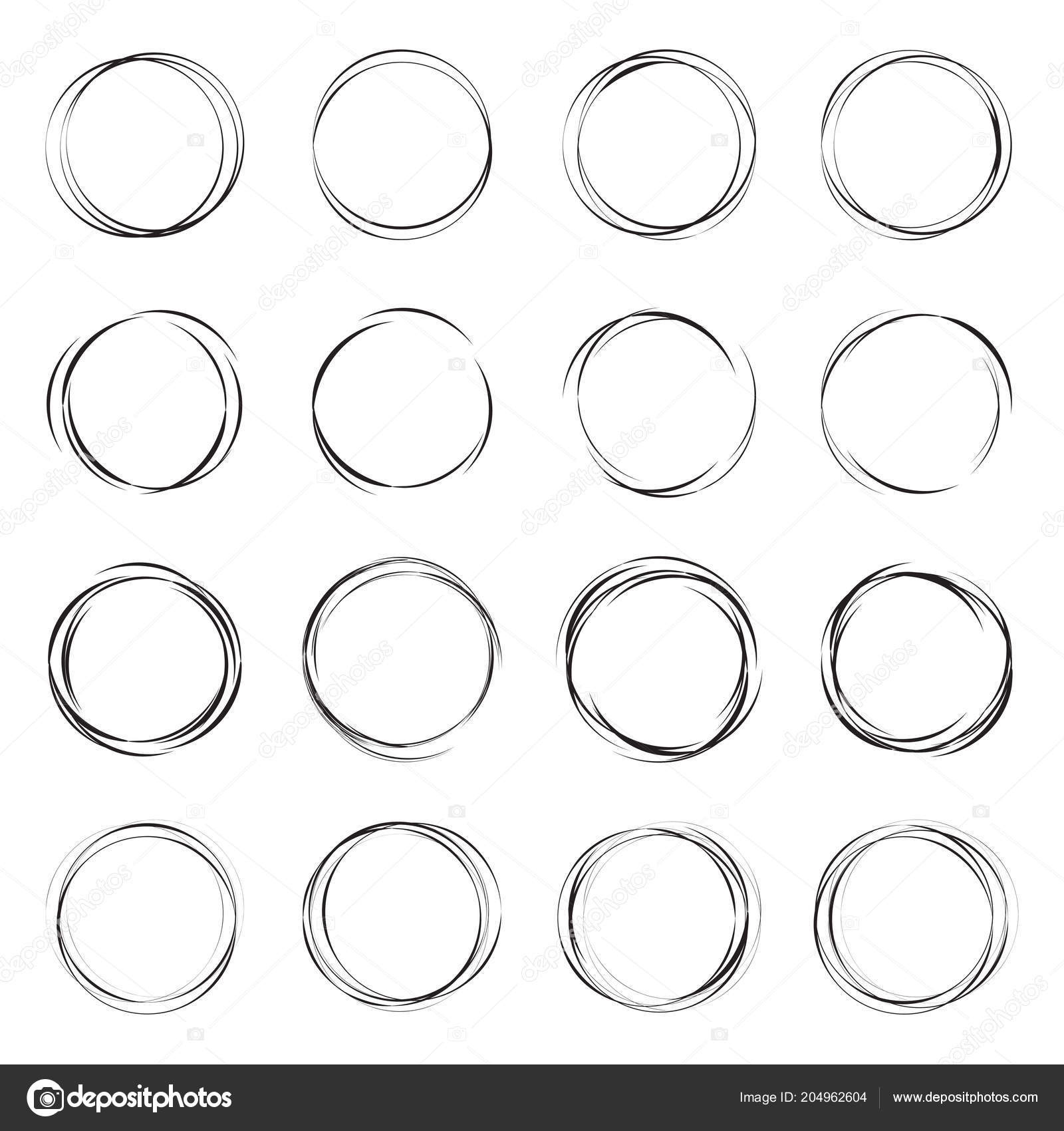 Hand Drawn Ink Line Circles Vector Illustration Circular Doodle ...