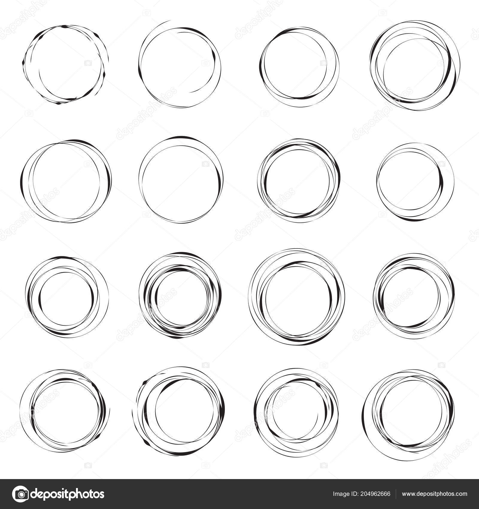 Hand Drawn Ink Line Circles Vector Illustration Circular Doodle ...