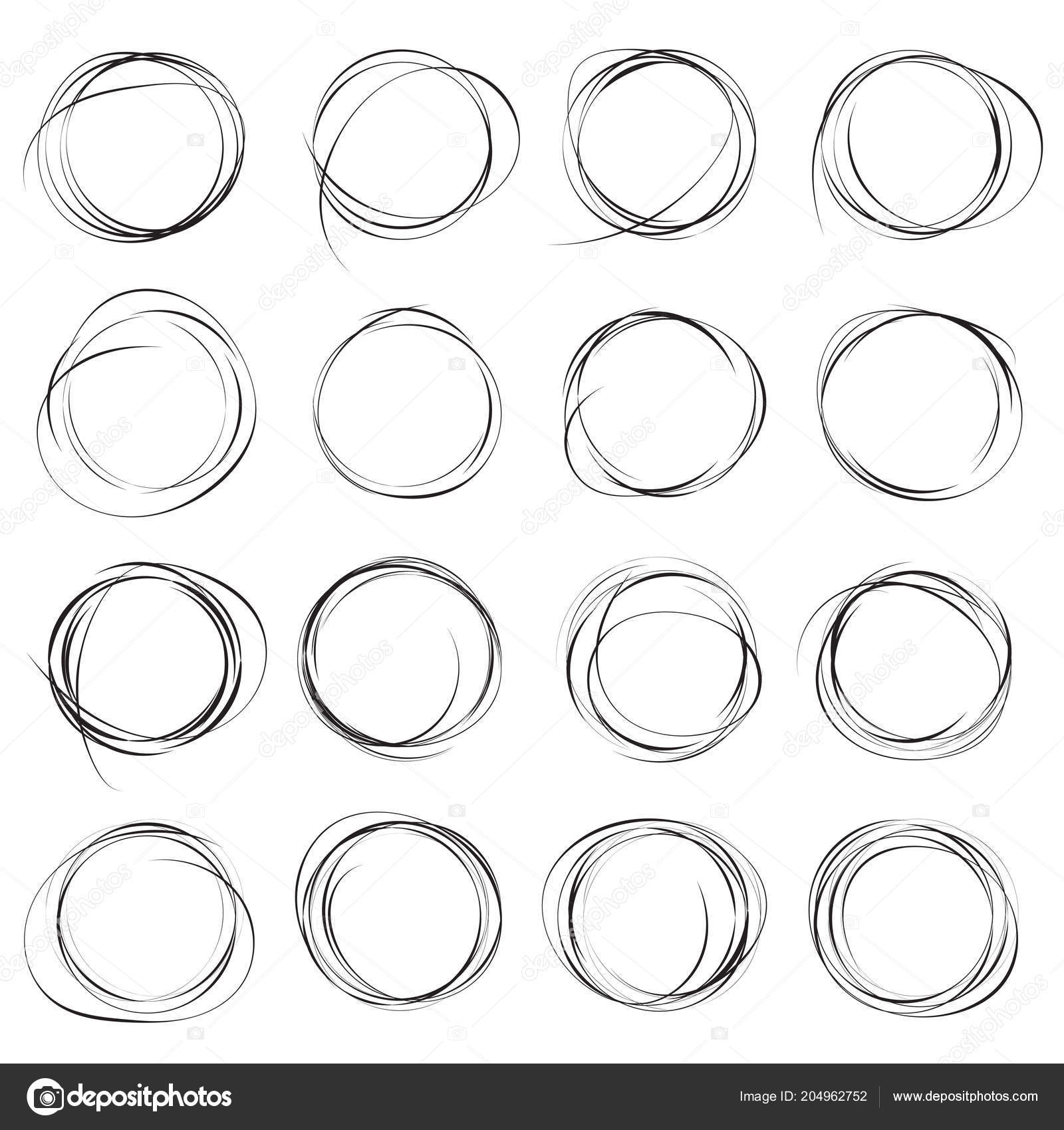 Hand Drawn Ink Line Circles Vector Illustration Circular Doodle ...