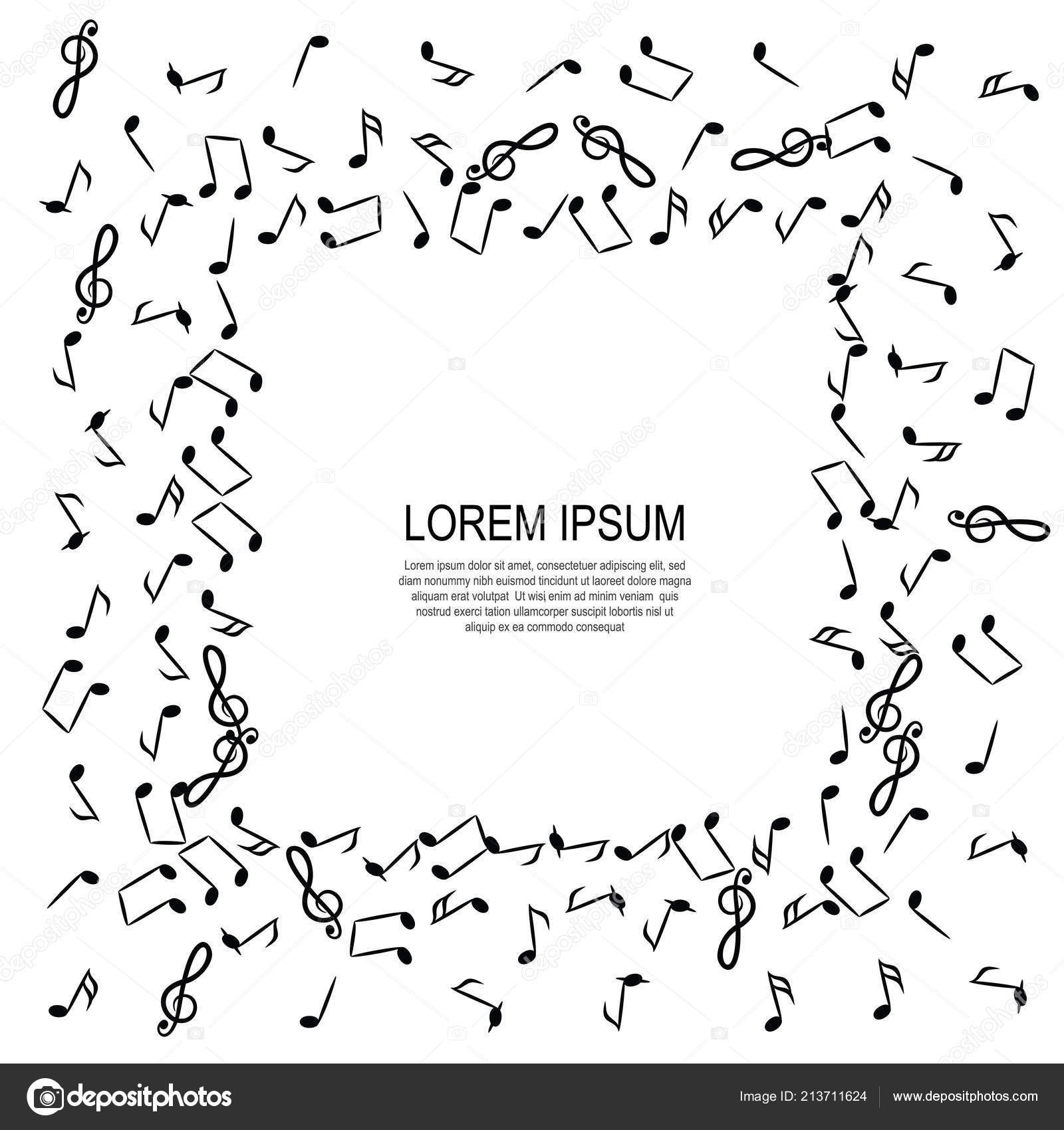 Hand Drawn Music Notes Vector Background Musical Pattern Place Text ...