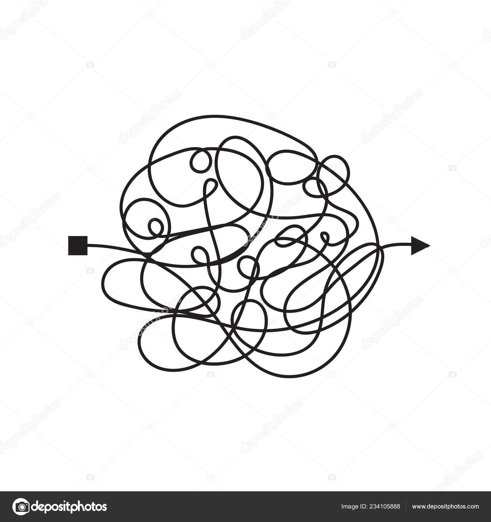Confused Complicated Way Scribbled Path Chaos Concept Illustration ...