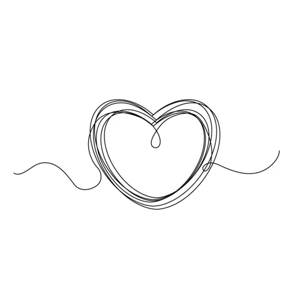 Continuous Thin Line Heart Vector Illustration Minimalist Love Sketch ...