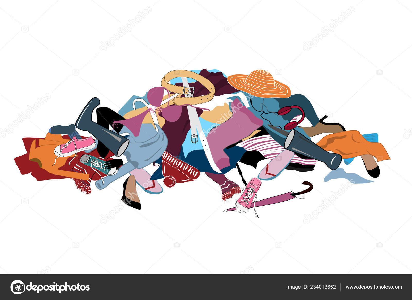 Vector Illustration with a Messy Pile of Dirty Laundry. Stock Vector by ...