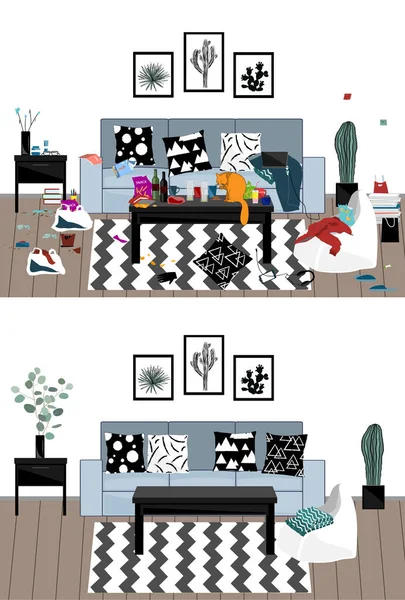 Cartoon cluttered home Vector Images | Depositphotos