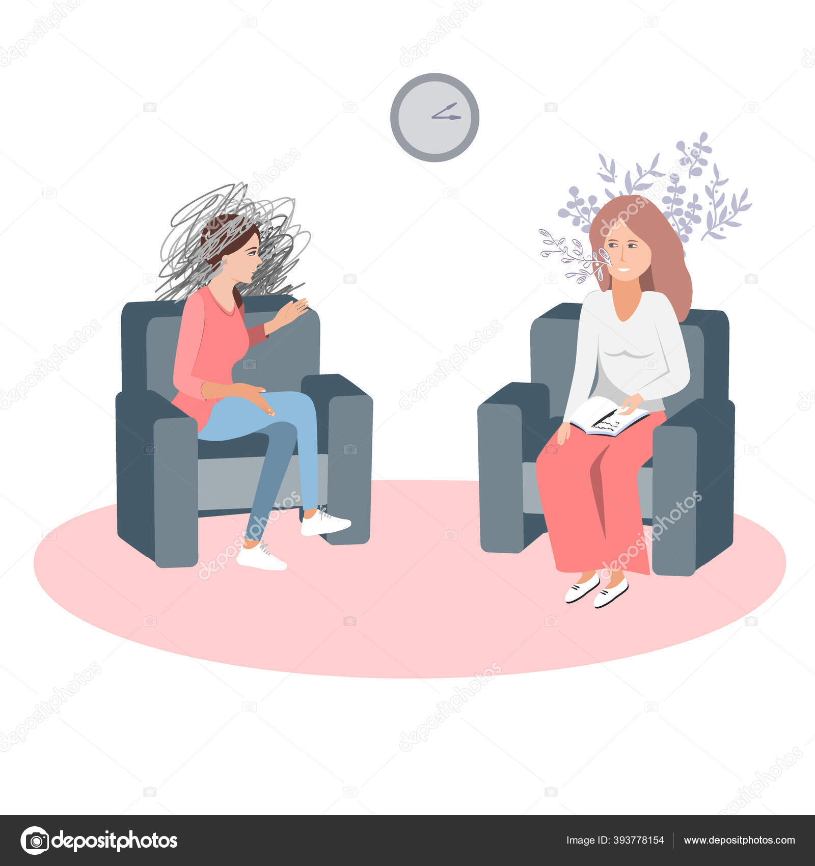 Gestalt Psychotherapy Session Vector Illustration Woman Psychologist