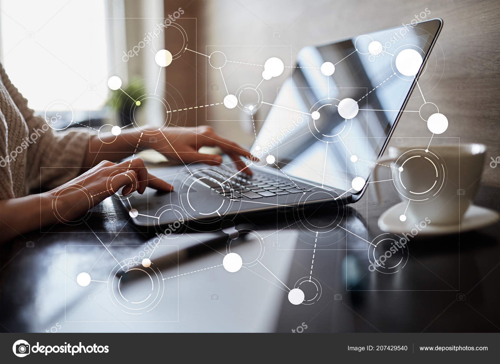 Template for text, Virtual screen Background with icons. Business ...