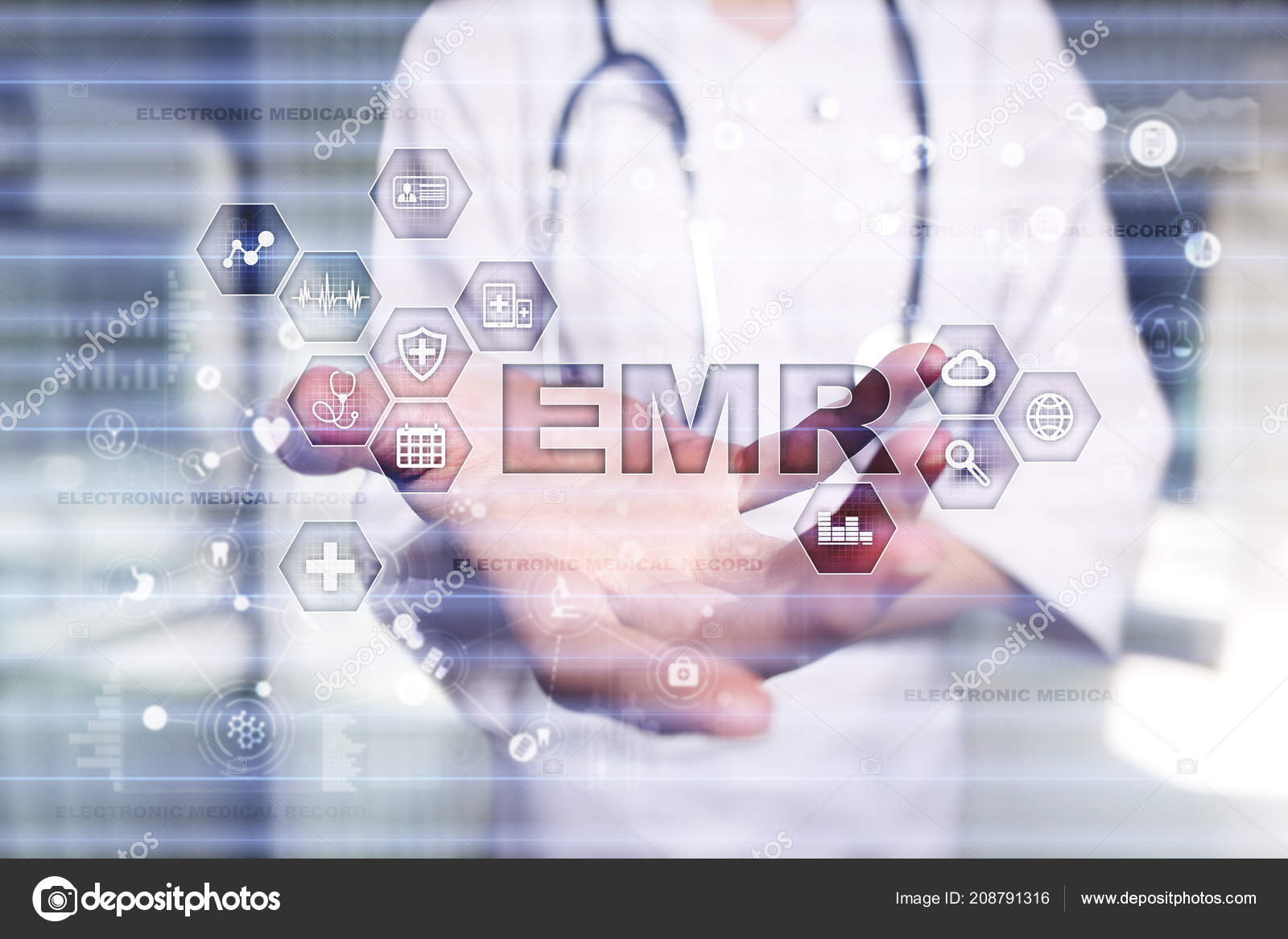 Electronic health record. EHR, EMR. Medicine and healthcare concept ...