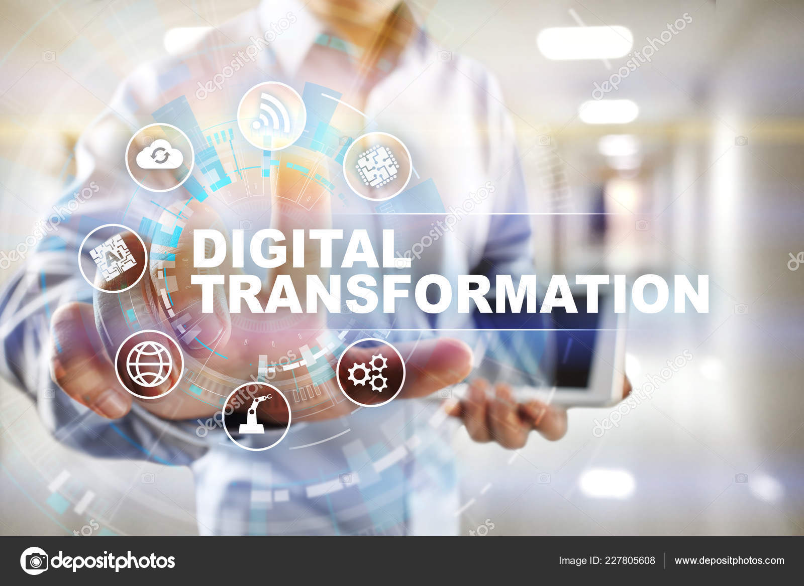 Transformación digital, concepto de digitalización de procesos empresariales y tecnología ...