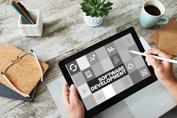 Software development and process automation concept on tablet computer ...