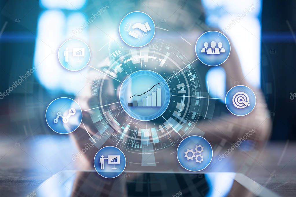 Concepto de estrategia y proceso de negocio en el fondo de pantalla ...