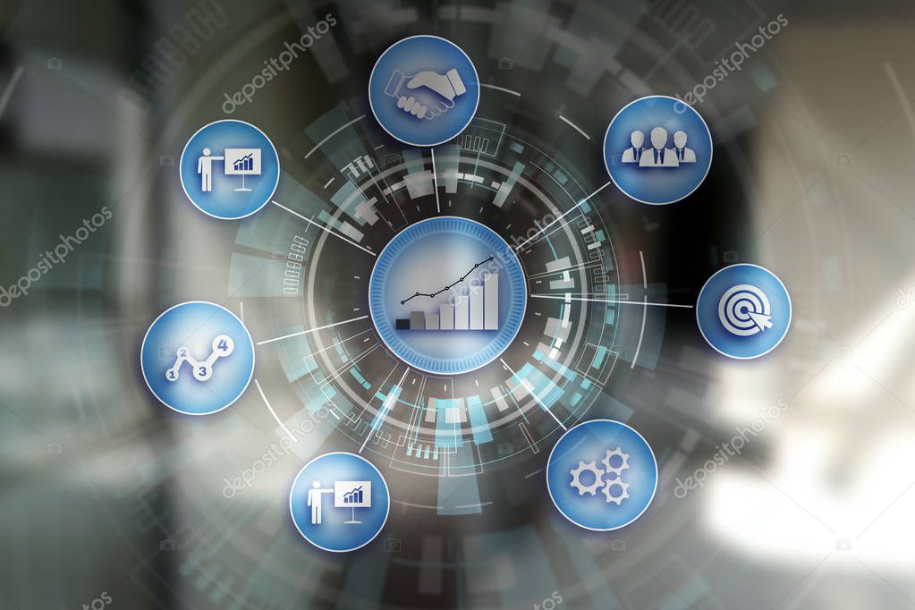 Concepto de estrategia y proceso de negocio en el fondo de pantalla ...