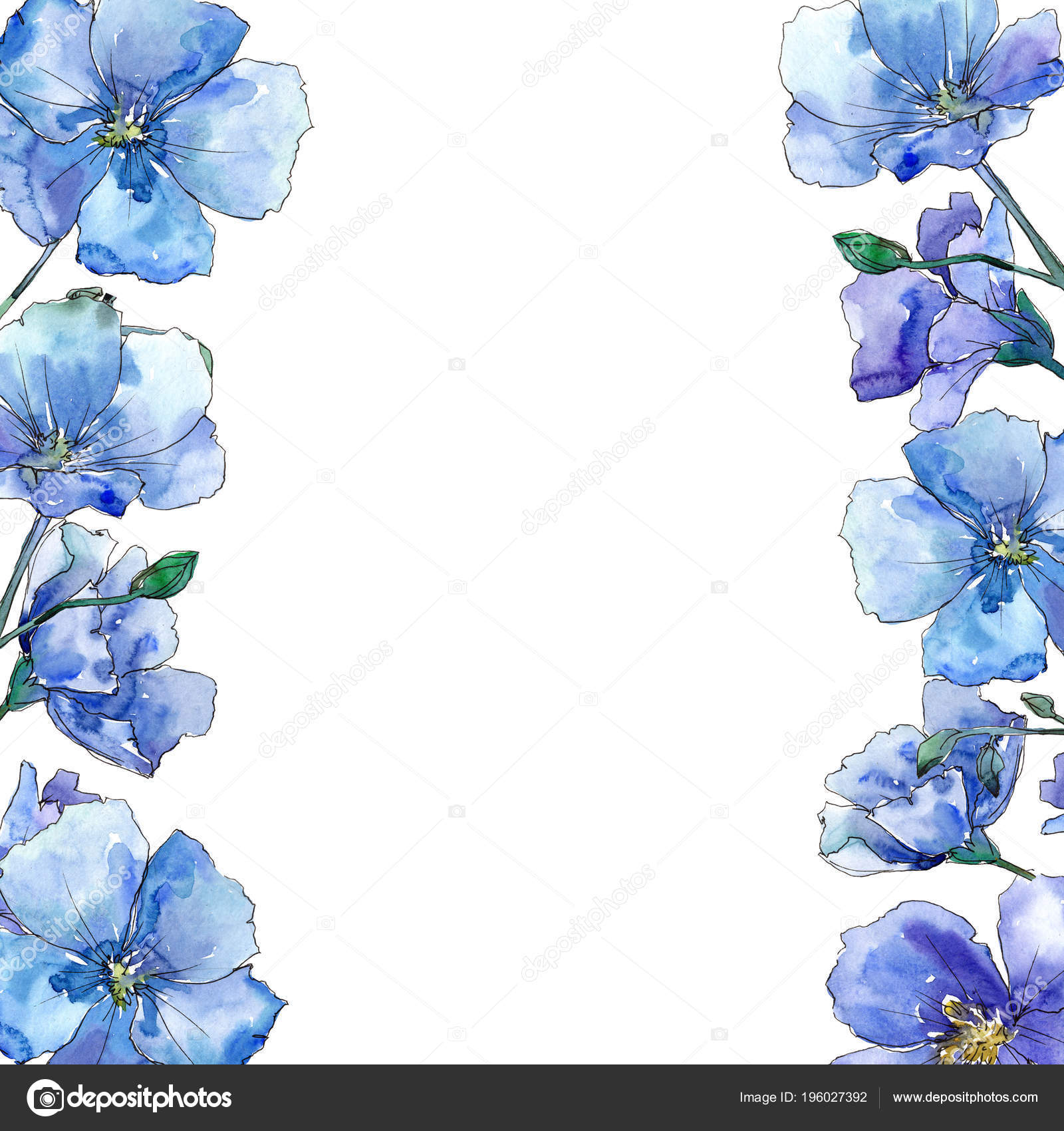 Blue Flax Floral Botanical Flower Wild Spring Leaf Wildflower Frame ...