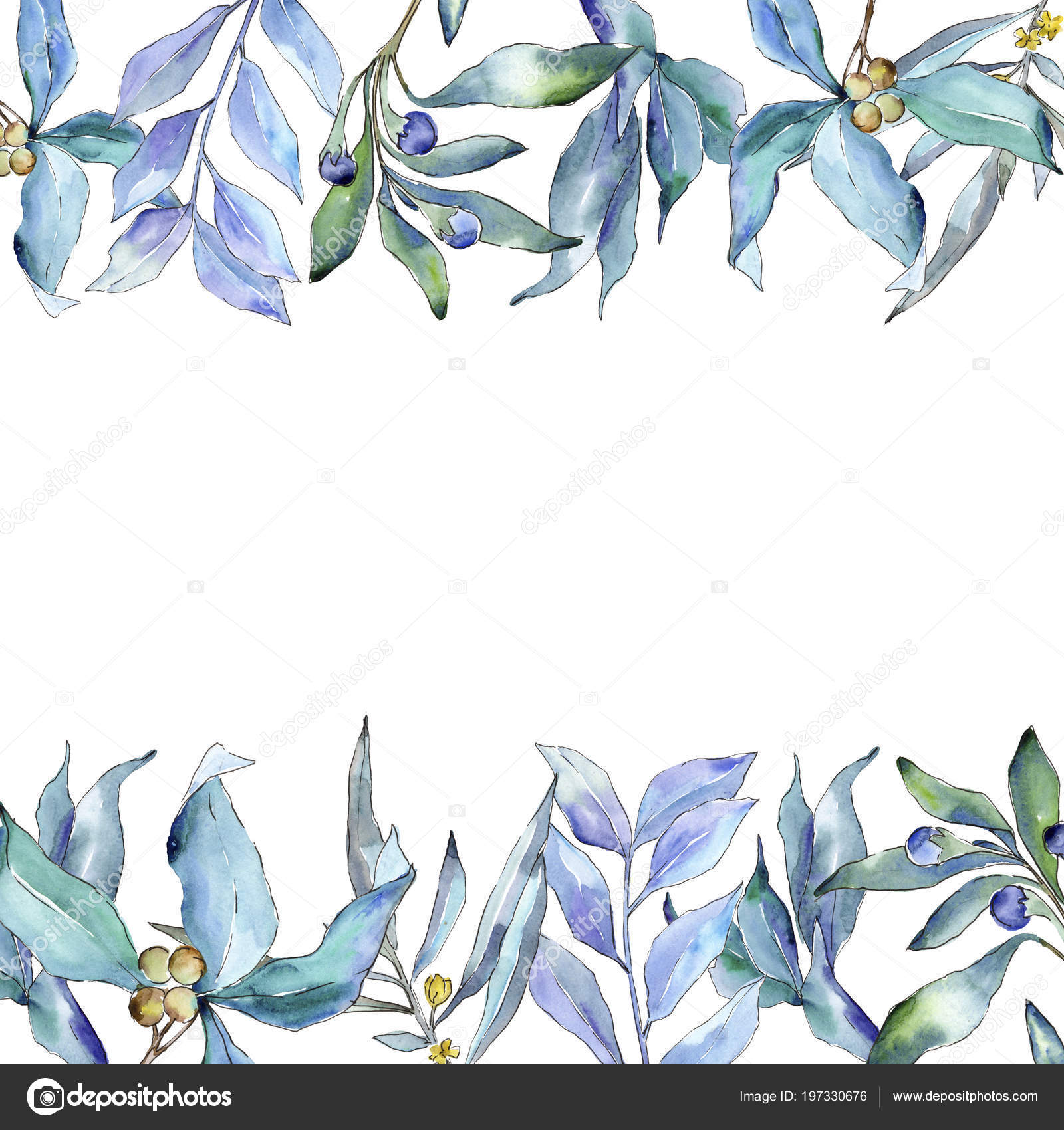 Blue Watercolor Border