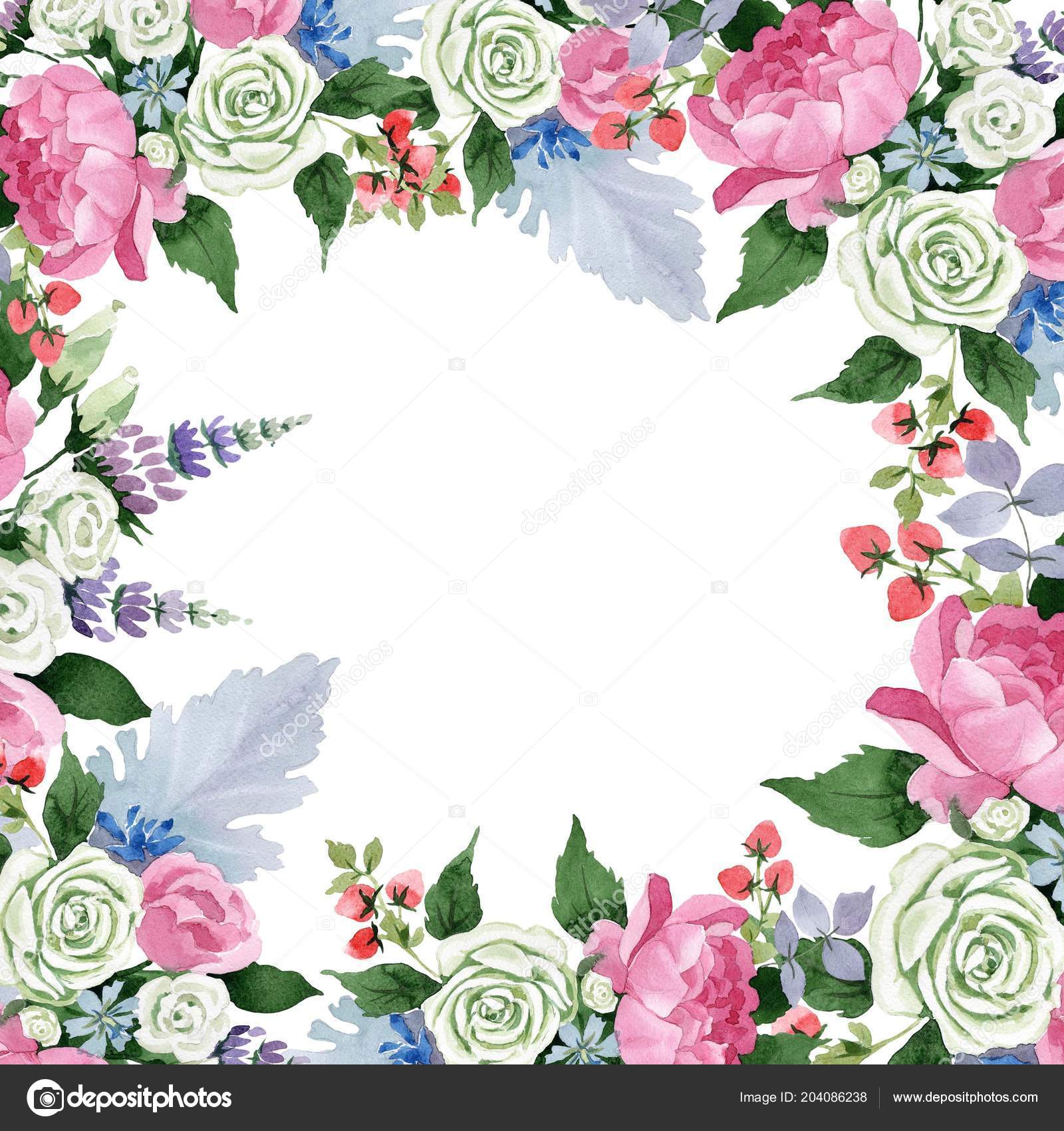 Pink Bouquet Flowers Floral Botanical Flower Frame Border Ornament ...