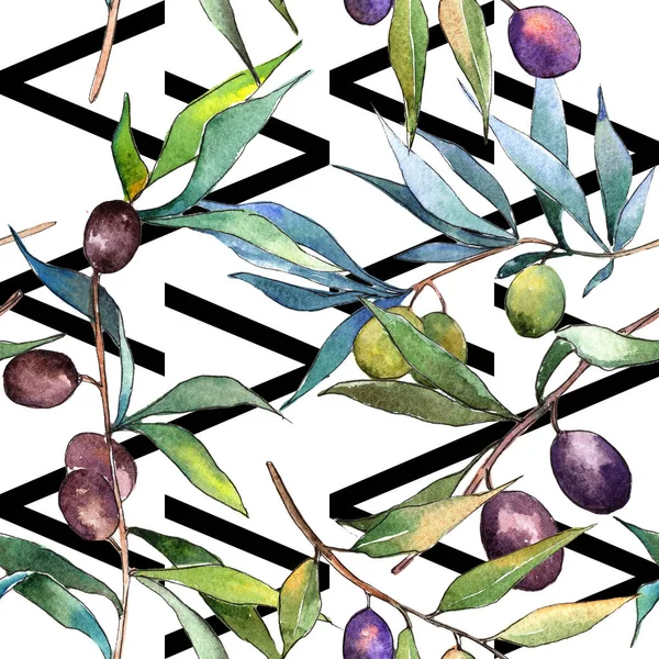 Olive tree pattern in a watercolor style. Stock Illustration by ...