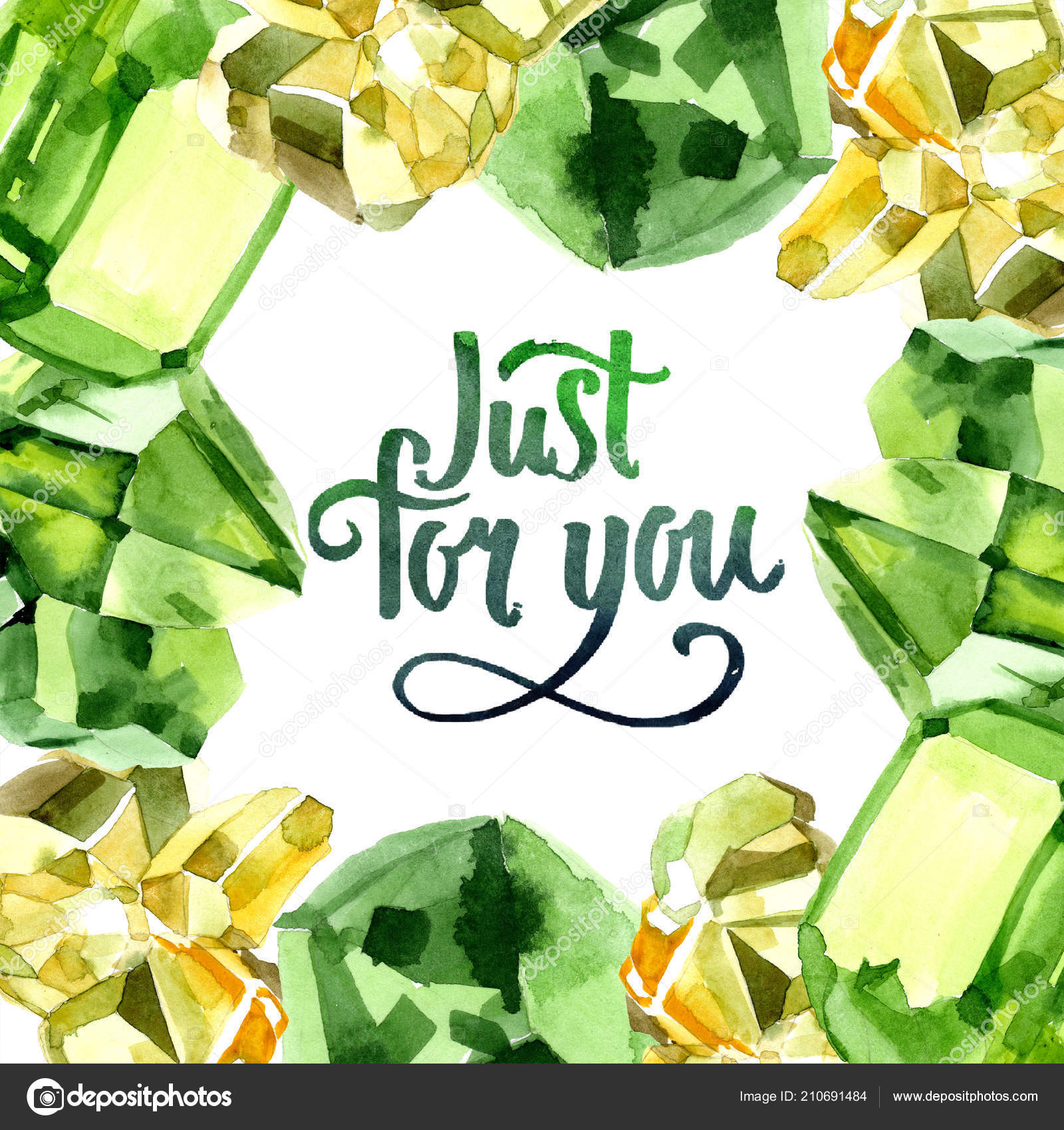 Green Diamond Rock Jewelry Mineral Frame Border Ornament Square ...