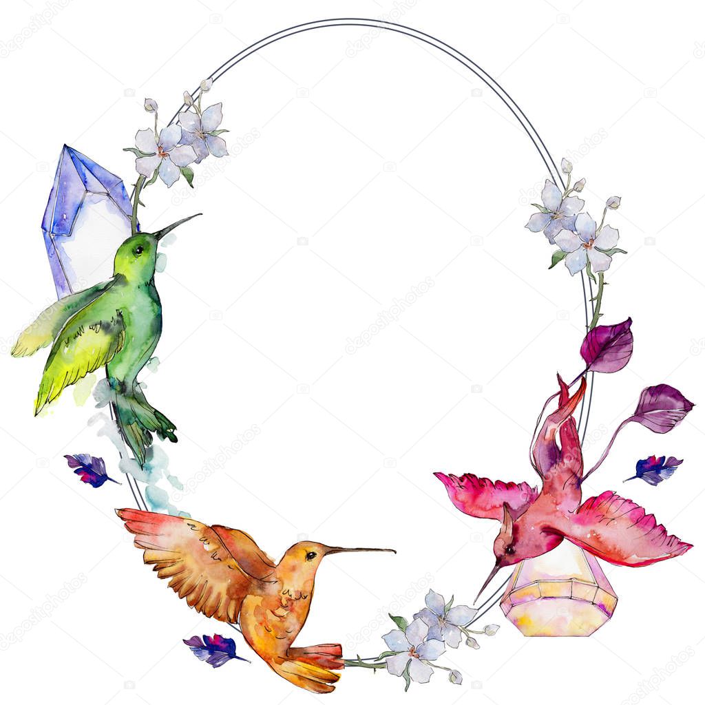 Cielo colibrí colorido pájaro en una vida silvestre por estilo acuarela ...