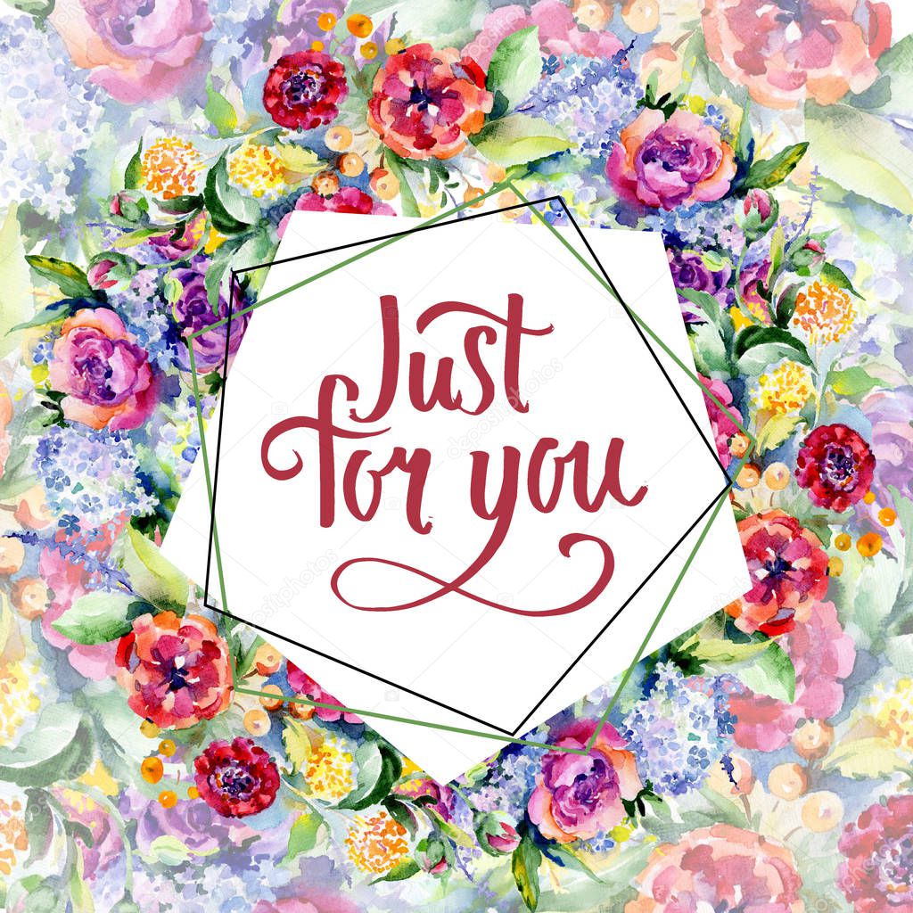 Ramos de flores bot nicas florales. Conjunto de ilustraci n de fondo acuarela. Marco borde ...