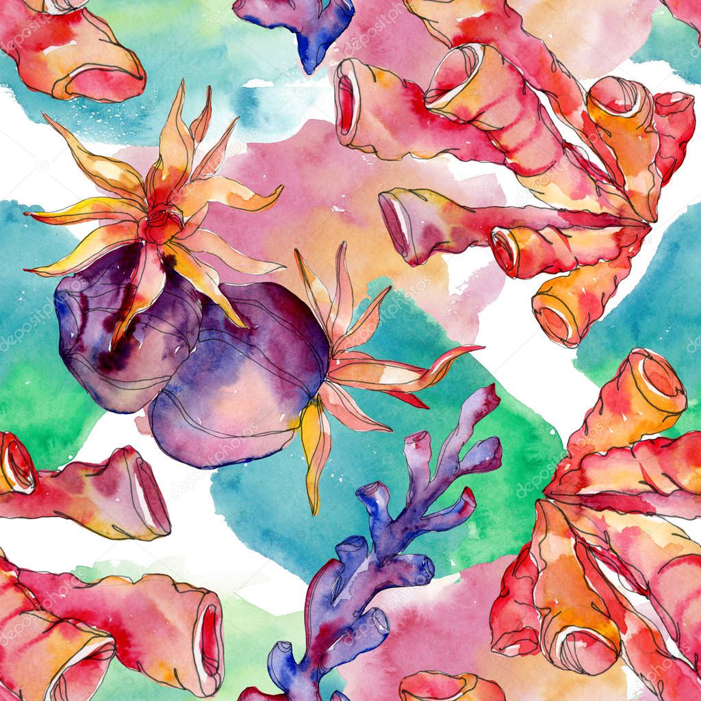 Colorida naturaleza acu tica submarina arrecife de coral. Conjunto de ilustraci n de fondo ...