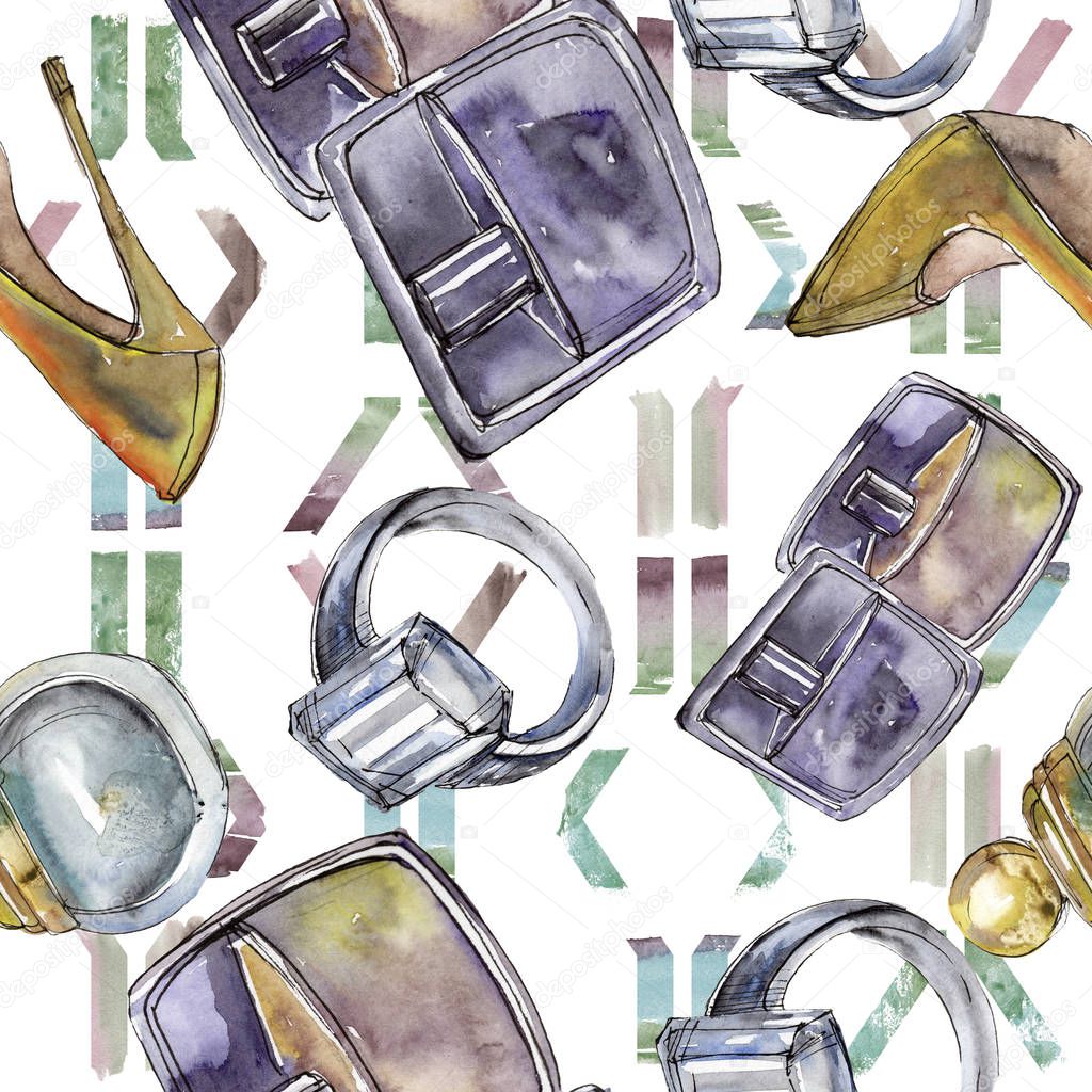 Ilustración de glamour de bosquejo de moda en un elemento aislado estilo acuarela. Patrón de ...