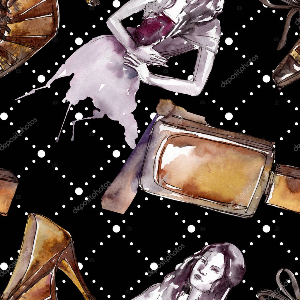 Ilustración de glamour de bosquejo de moda en un elemento aislado estilo acuarela. Patrón de ...