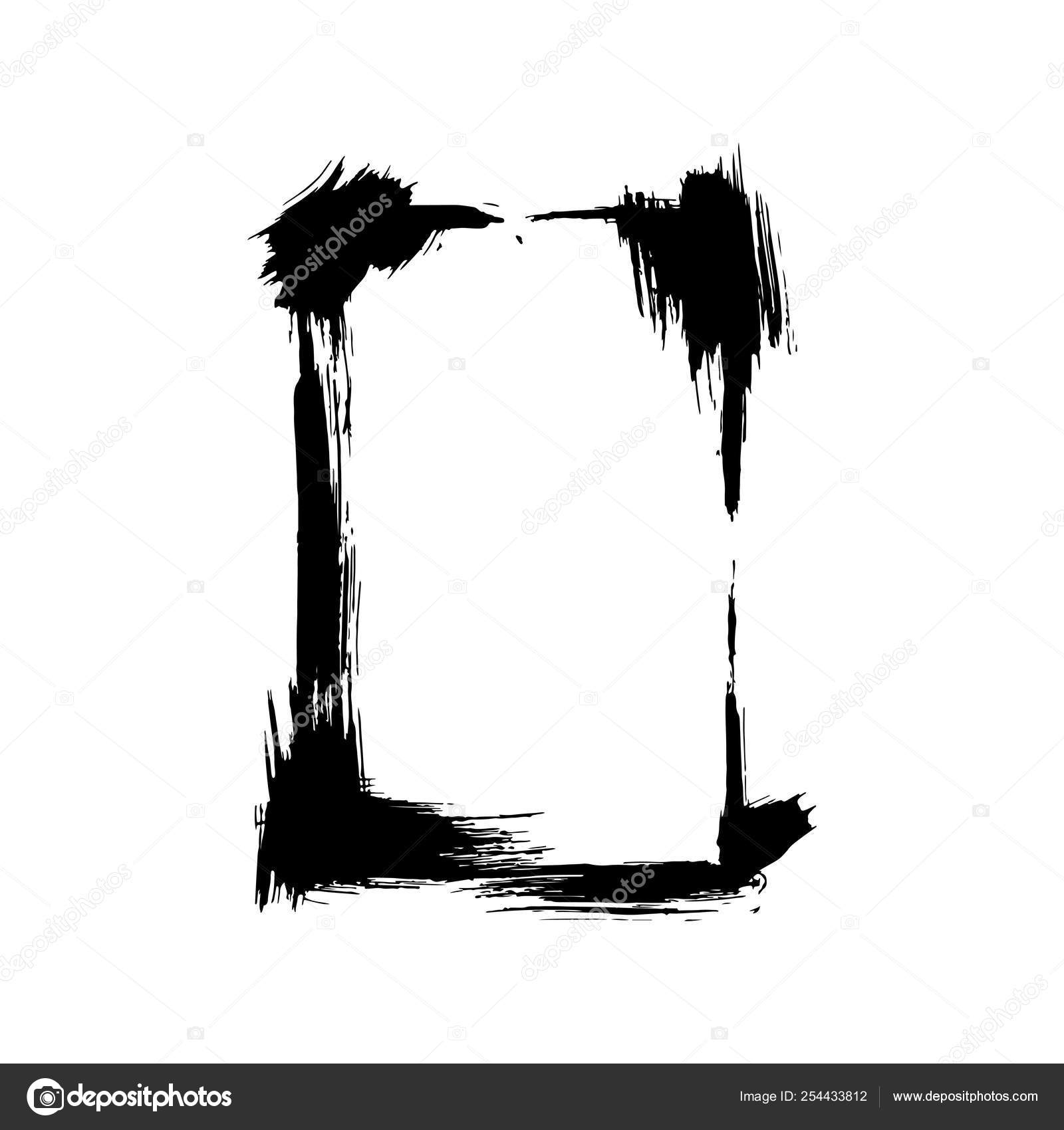 Vector Dry brush frames. Hand drawn artistic frames. Black and white ...