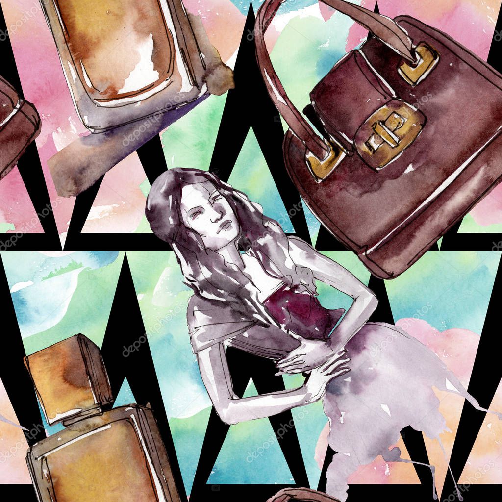 Ilustración de glamour de bosquejo de moda en un elemento aislado estilo acuarela. Patrón de ...