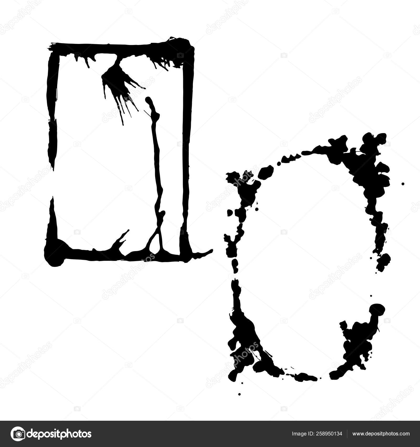 Vector Dry brush frames. Hand drawn artistic frames. Black and white ...