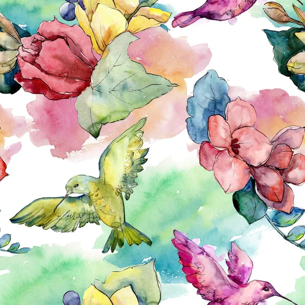 Wildflowers Green Leaves Watercolor Background Illustration Set ...