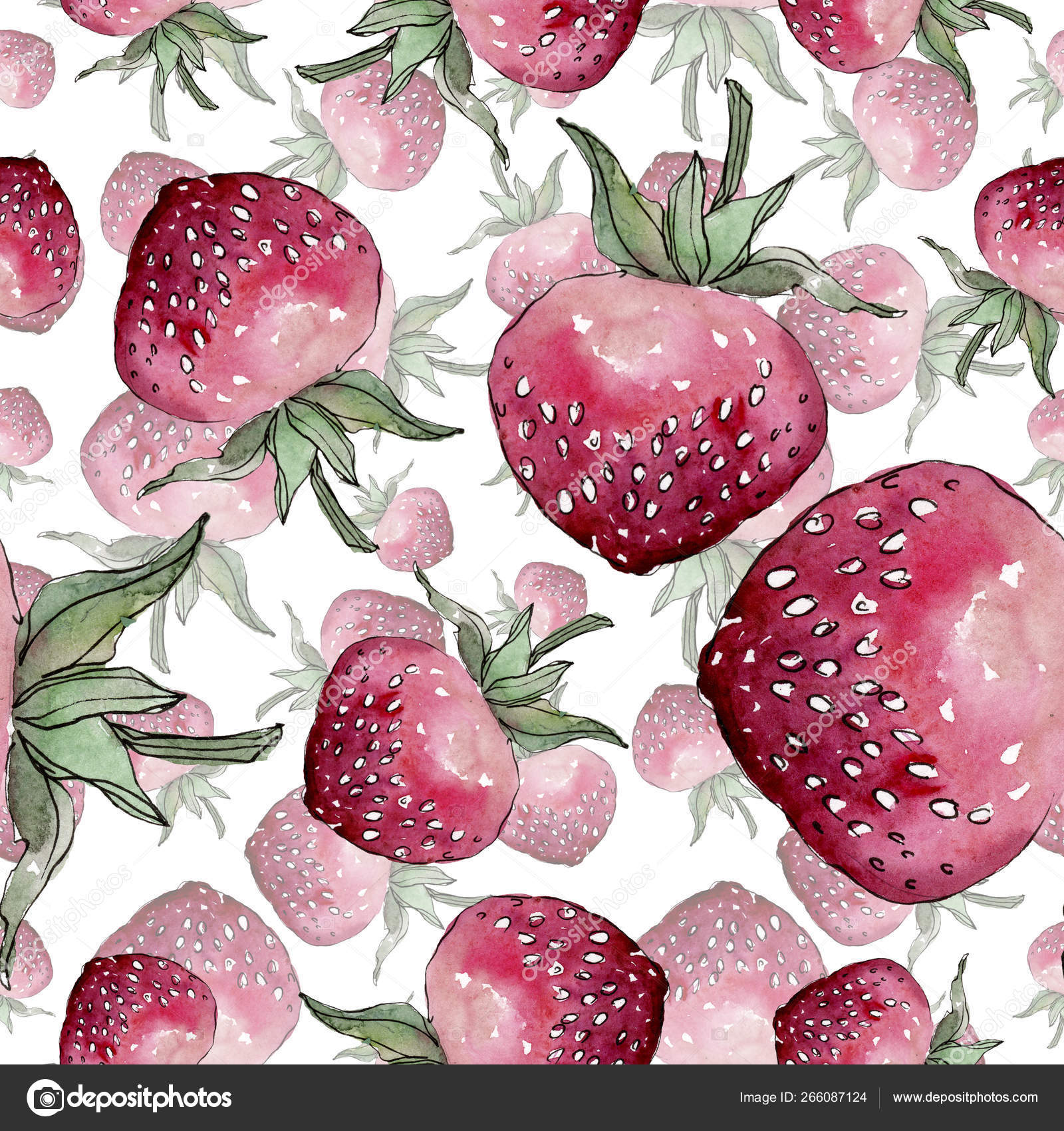 Strawberry healthy food. Watercolor background illustration set ...