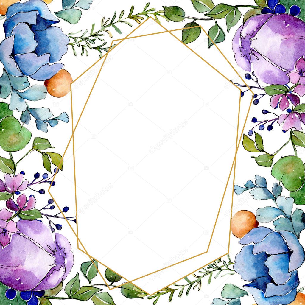 Ramo tropical de flores bot nicas florales. Conjunto de ilustraci n de fondo acuarela. Marco ...