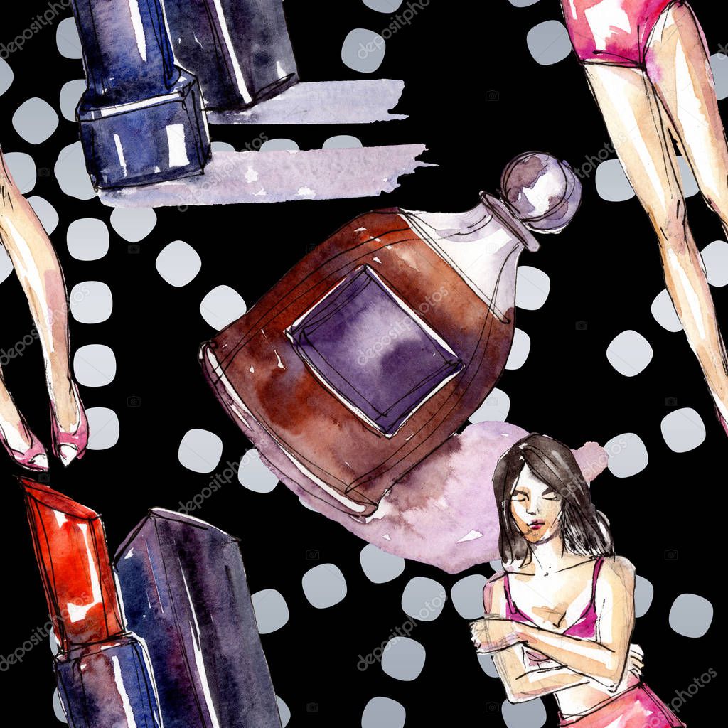Ilustración de glamour de bosquejo de moda en un elemento aislado estilo acuarela. Patrón de ...