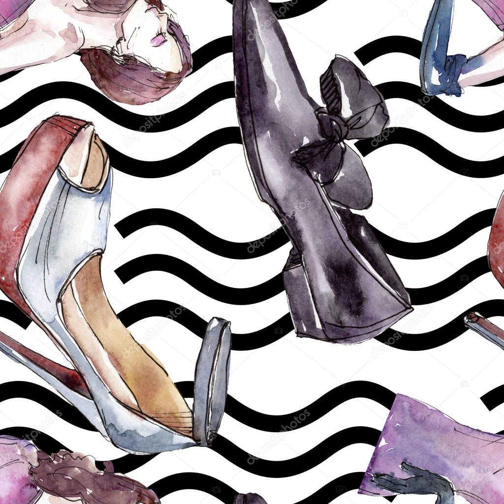 Ilustración de glamour de bosquejo de moda en un elemento aislado estilo acuarela. Patrón de ...