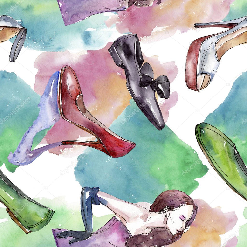 Ilustración de glamour de bosquejo de moda en un elemento aislado estilo acuarela. Patrón de ...