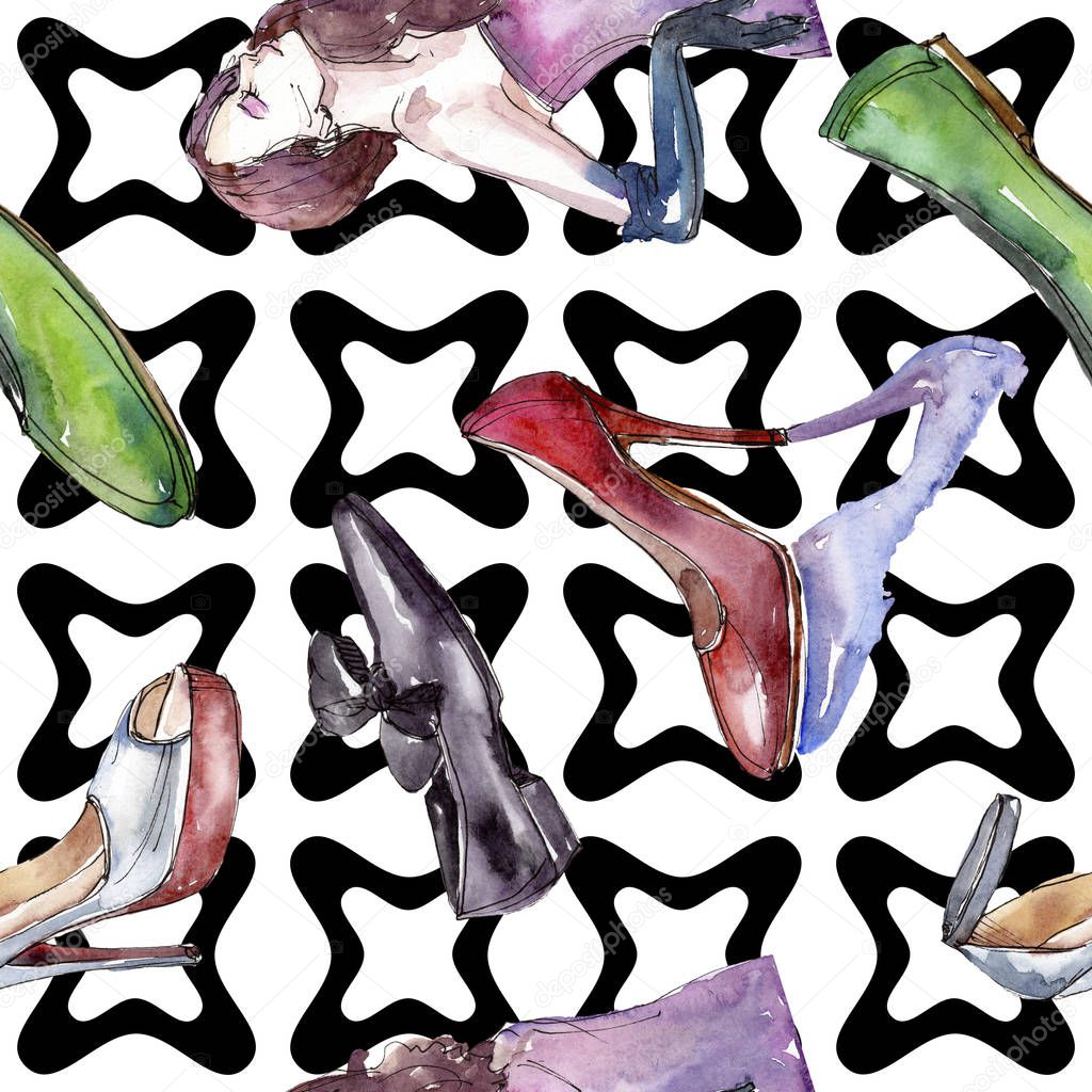 Ilustración de glamour de bosquejo de moda en un elemento aislado estilo acuarela. Patrón de ...