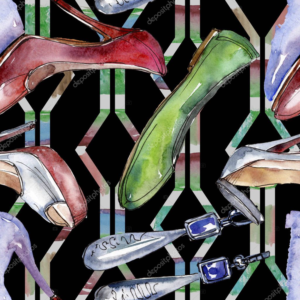 Ilustración de glamour de bosquejo de moda en un elemento aislado estilo acuarela. Patrón de ...