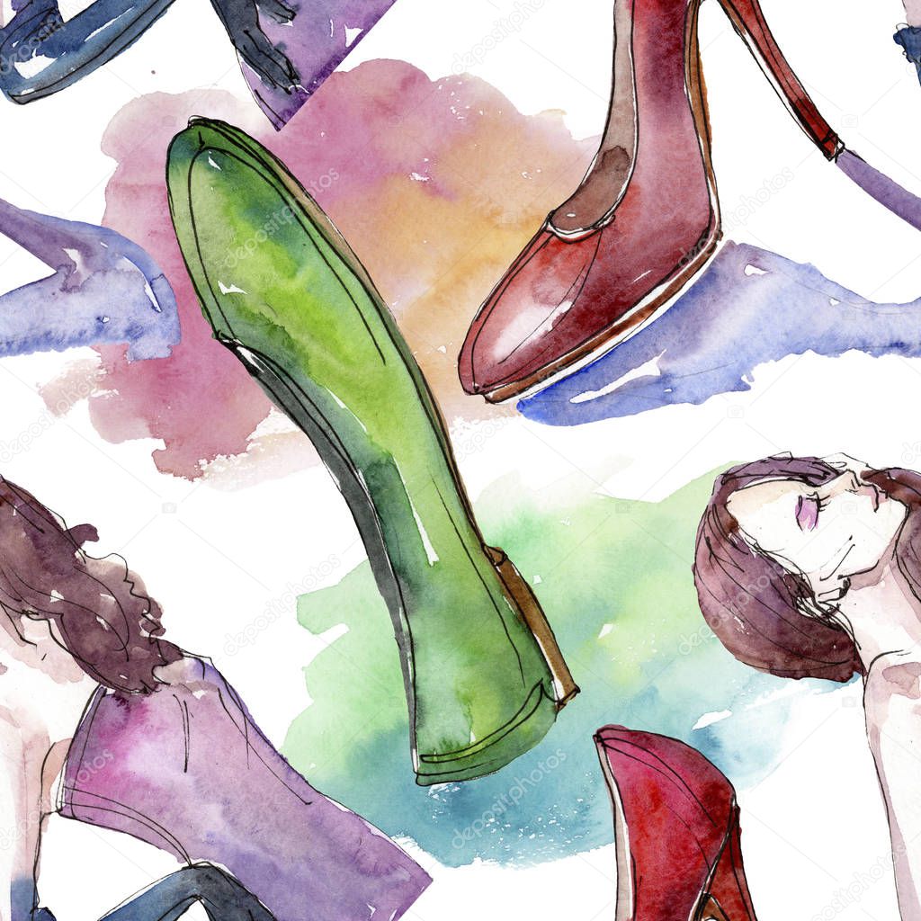 Ilustración de glamour de bosquejo de moda en un elemento aislado estilo acuarela. Patrón de ...