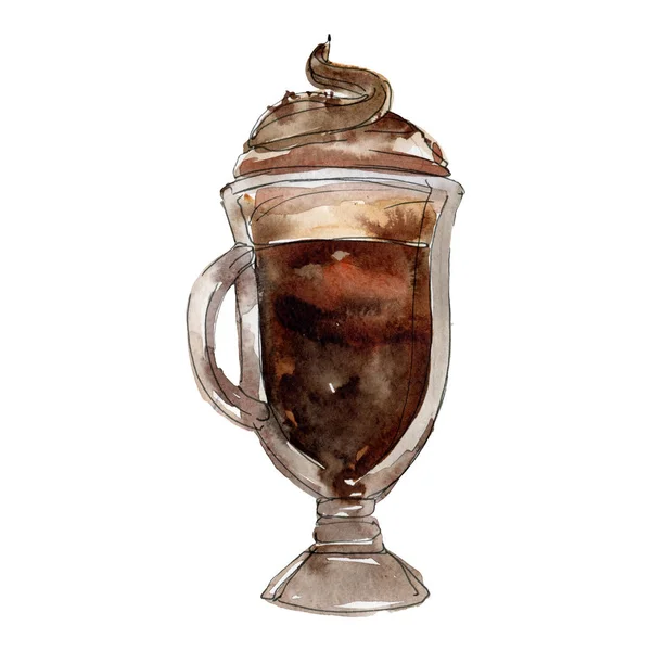Café con refresco caliente. Conjunto de ilustración de fondo acuarela ...