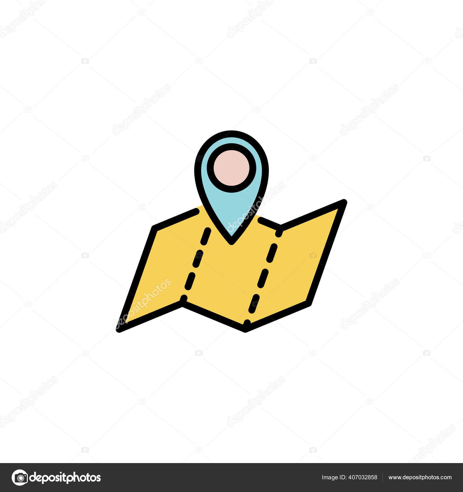 Map Pointer Map Color Icon Thin Line Linear Outline Regional Stock ...