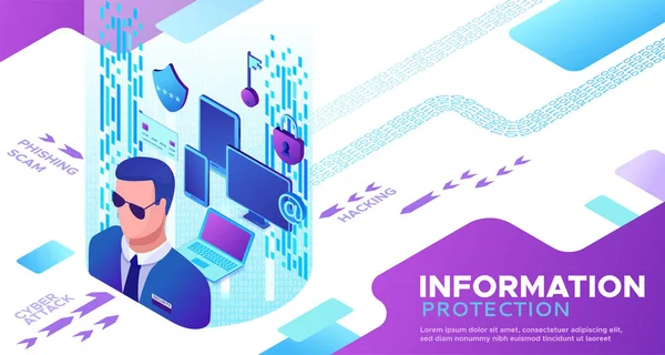 Mobile security concept, data protection, cyber crime, 3d isometric ...
