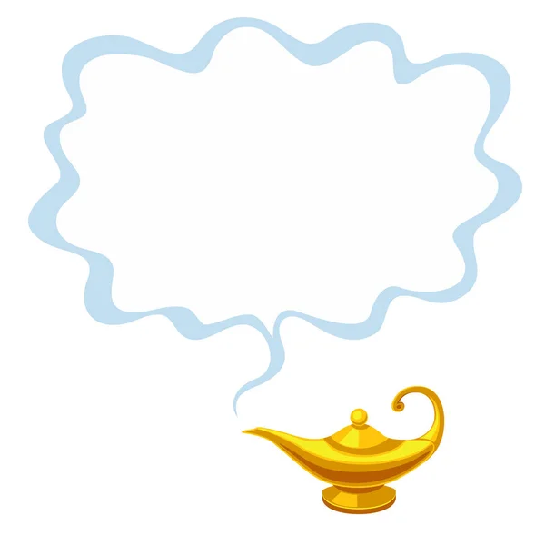 Aladdin s Magic Lamp. Vector genie magic aladdin lamp and white smoke. Alladin golden lantern ...