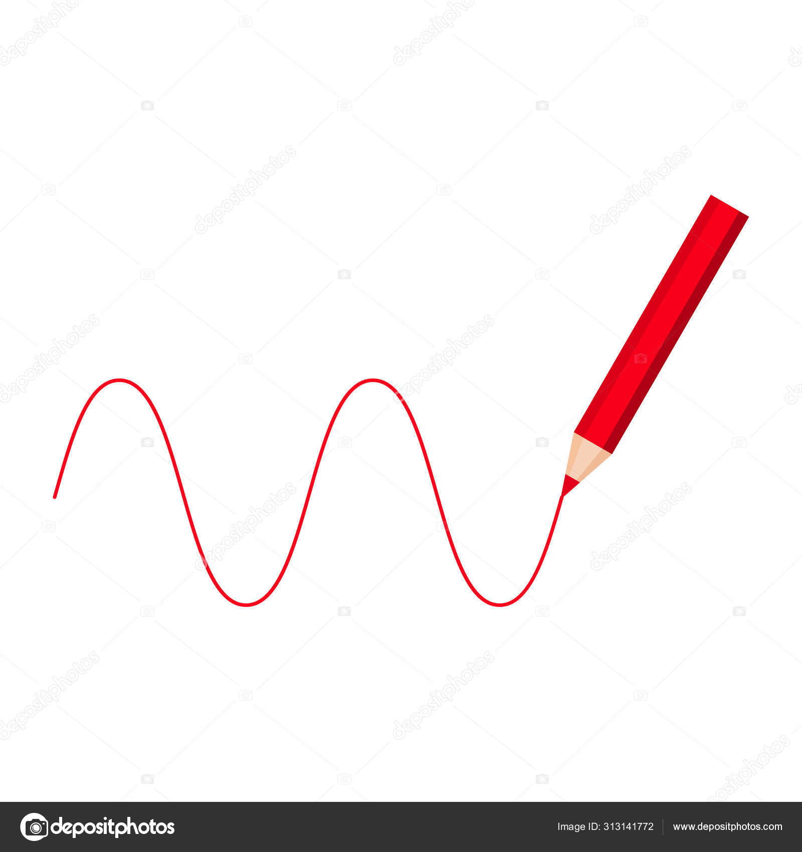 Color pencil drawing sinusoid isolated on white bg Stock Vector Image ...