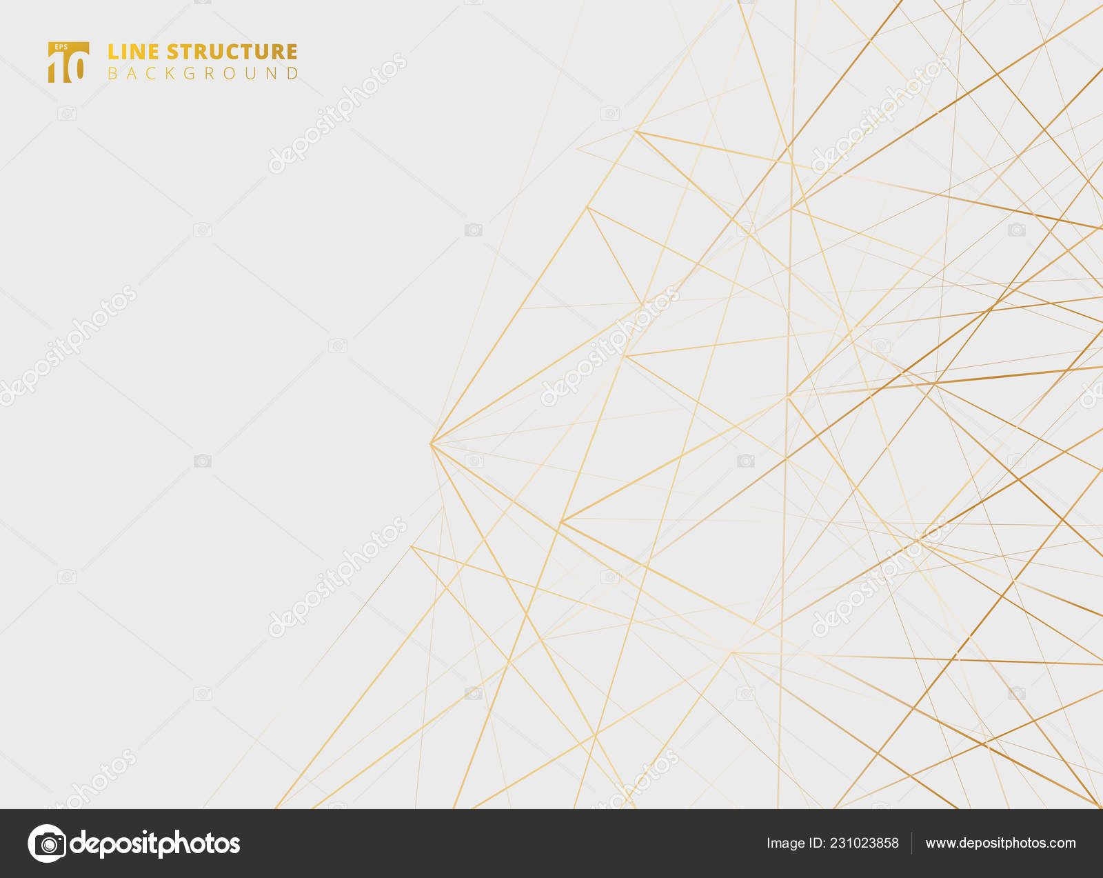 Abstract Overlap Gold Lines Structure White Background Vector ...