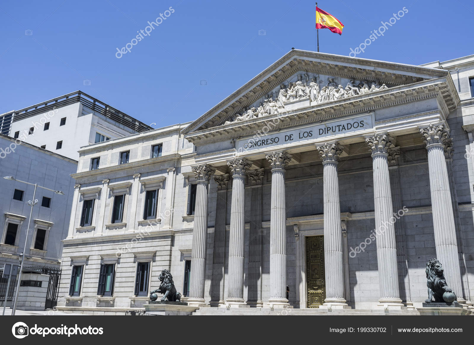 Palace Palacio Las Cortes Spanish Congress Deputies Exterior Street ...