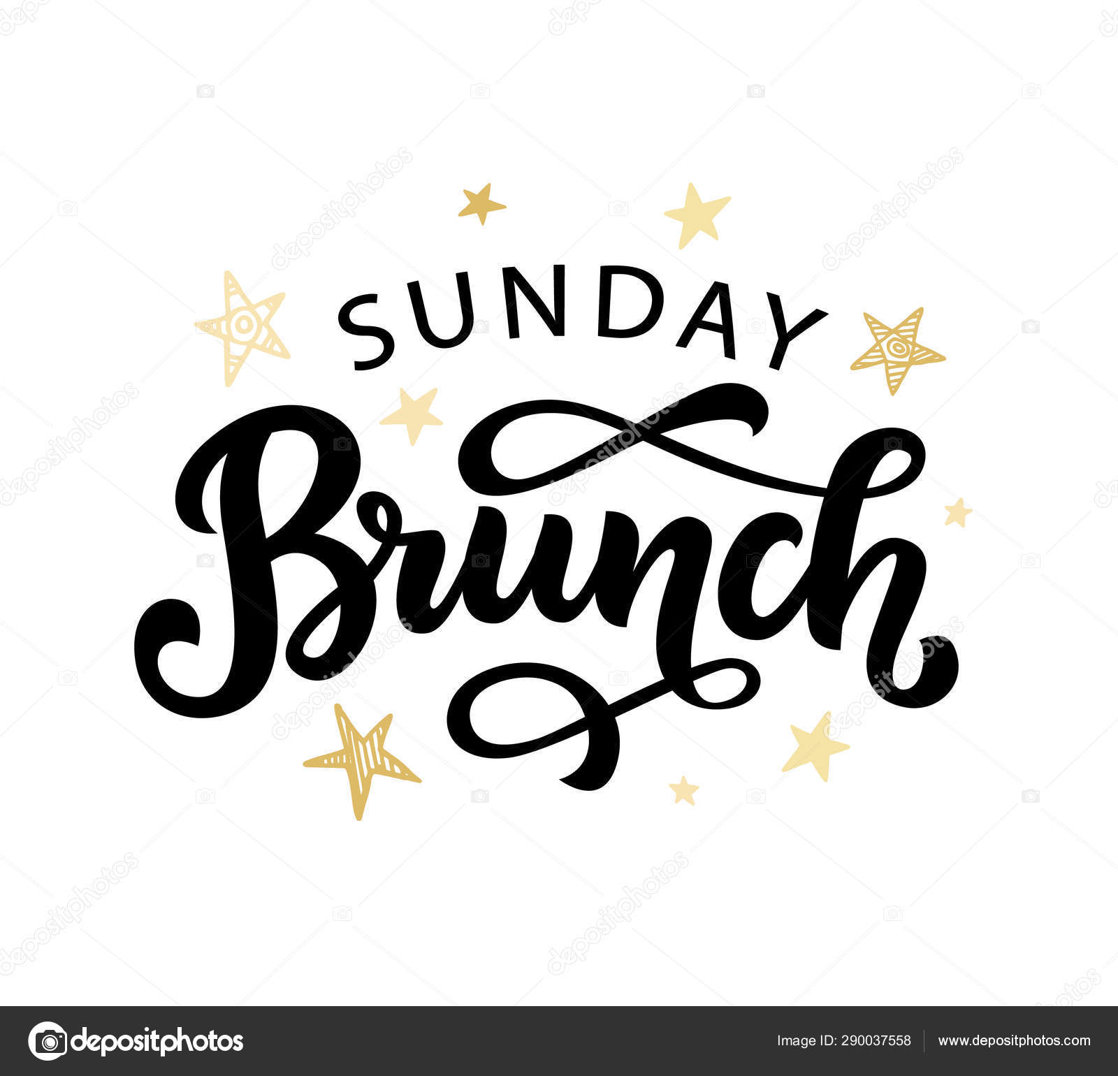 Sunday Brunch calligraphy vector logo badge, invitation logotype Stock ...