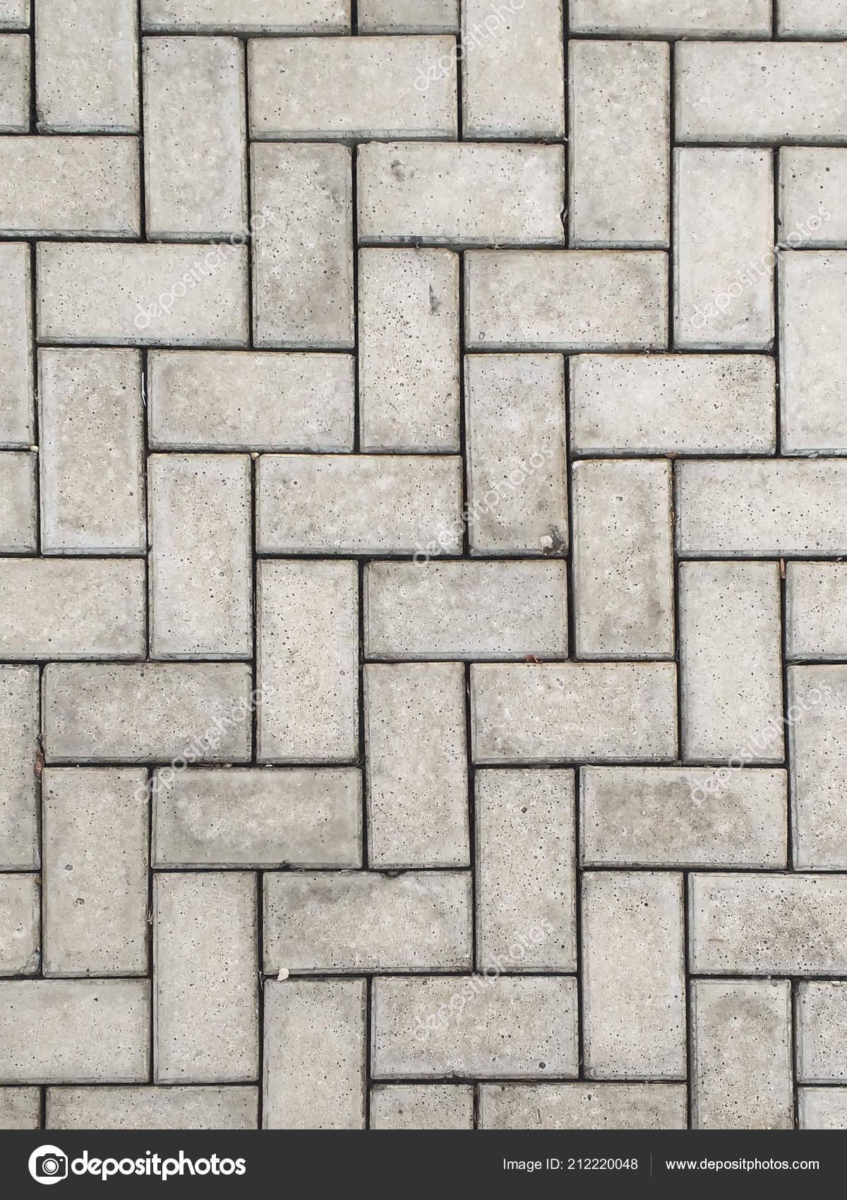 Close Paving Rectangular Cement Blocks Embedded Zigzag Pattern Stock ...