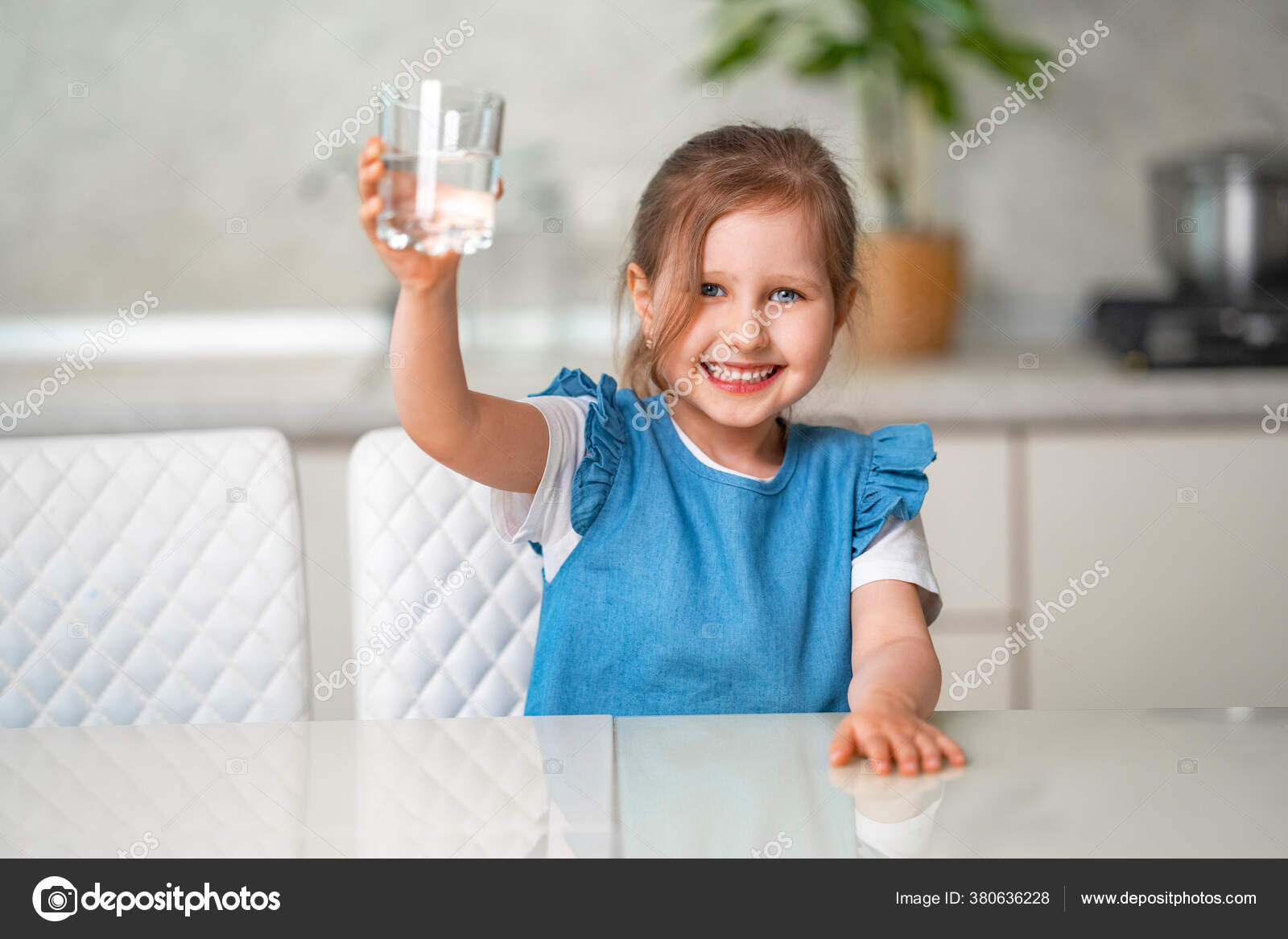 Woman Drinking Water Kitchen