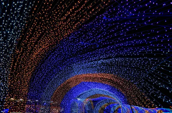 colorful decoration of many LED light. the outdoor decoration at night ...