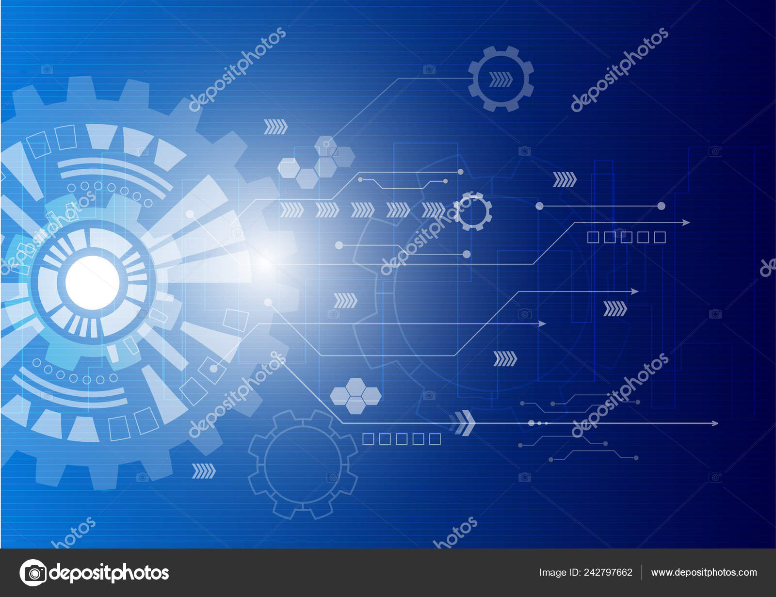 Vector Illustration White Gear Wheel Circuit Board Tech Digital ...